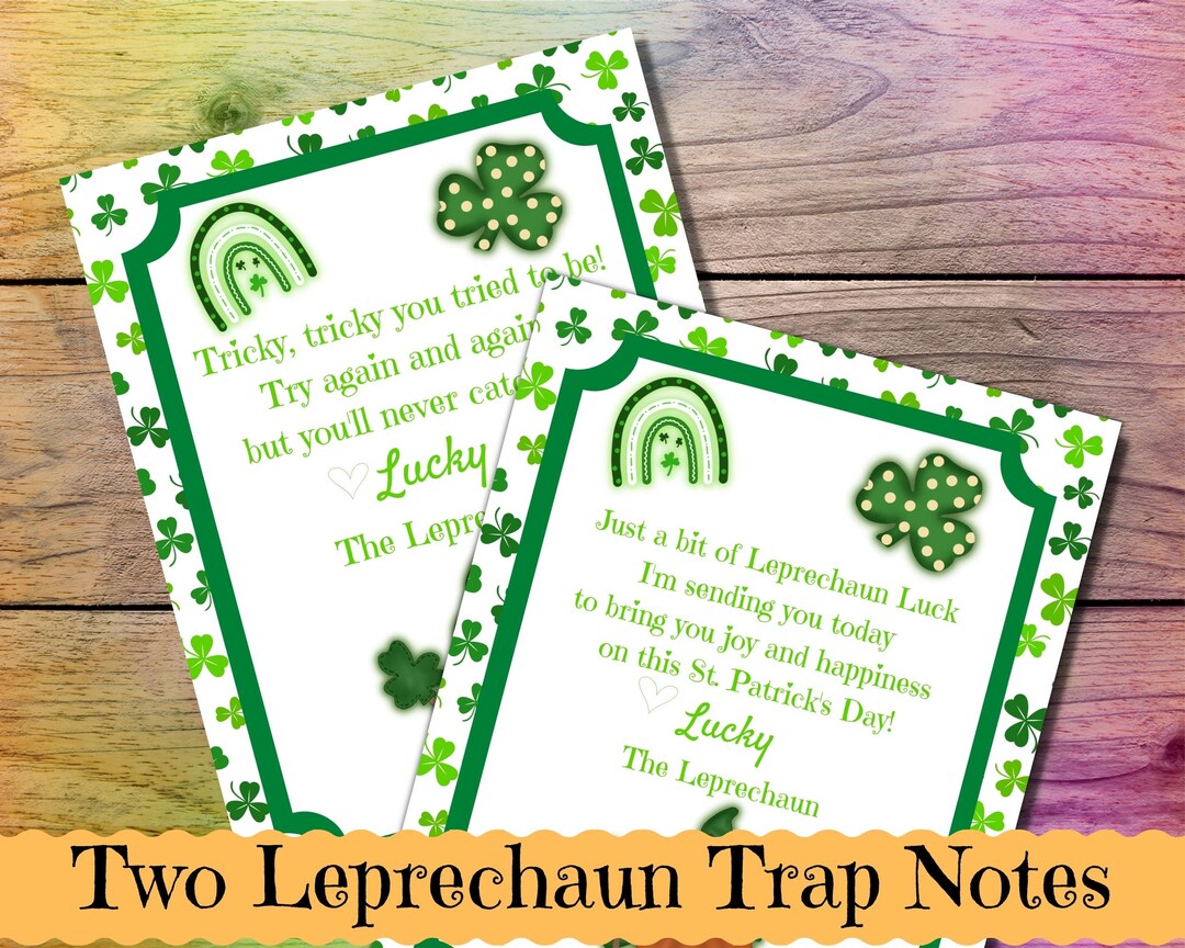 St. Patrick's Day Leprechaun Trap Notes - Printable - Digital Download ...