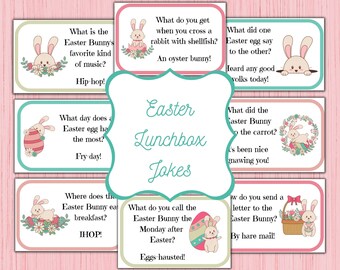 Easter Lunchbox Jokes, Printable Easter Lunch Box Notes, Joke Cards for ...