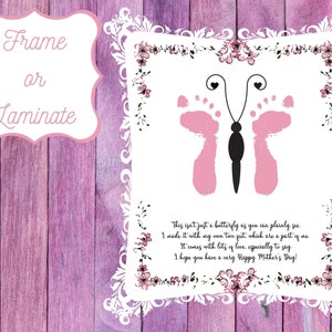 Mother's Day Butterfly Footprints Printable Keepsake Gift Kid and Baby ...