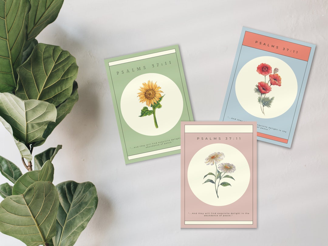 JW Printable Cards | Floral Design | Psalms 37:11 - Etsy