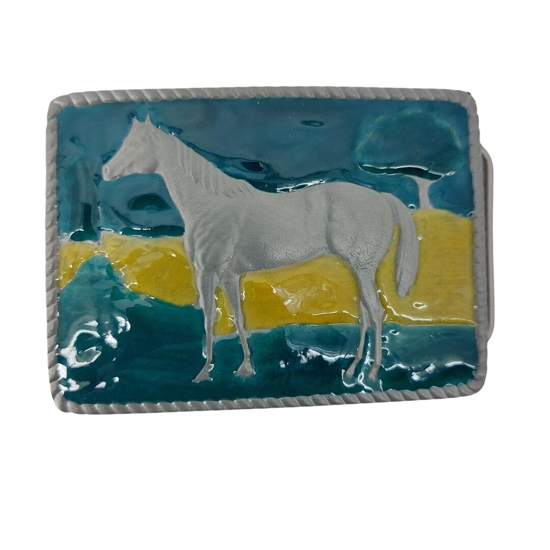 Horse Belt Buckle Western Equestrian Cowboy Enamel Horseback - Etsy