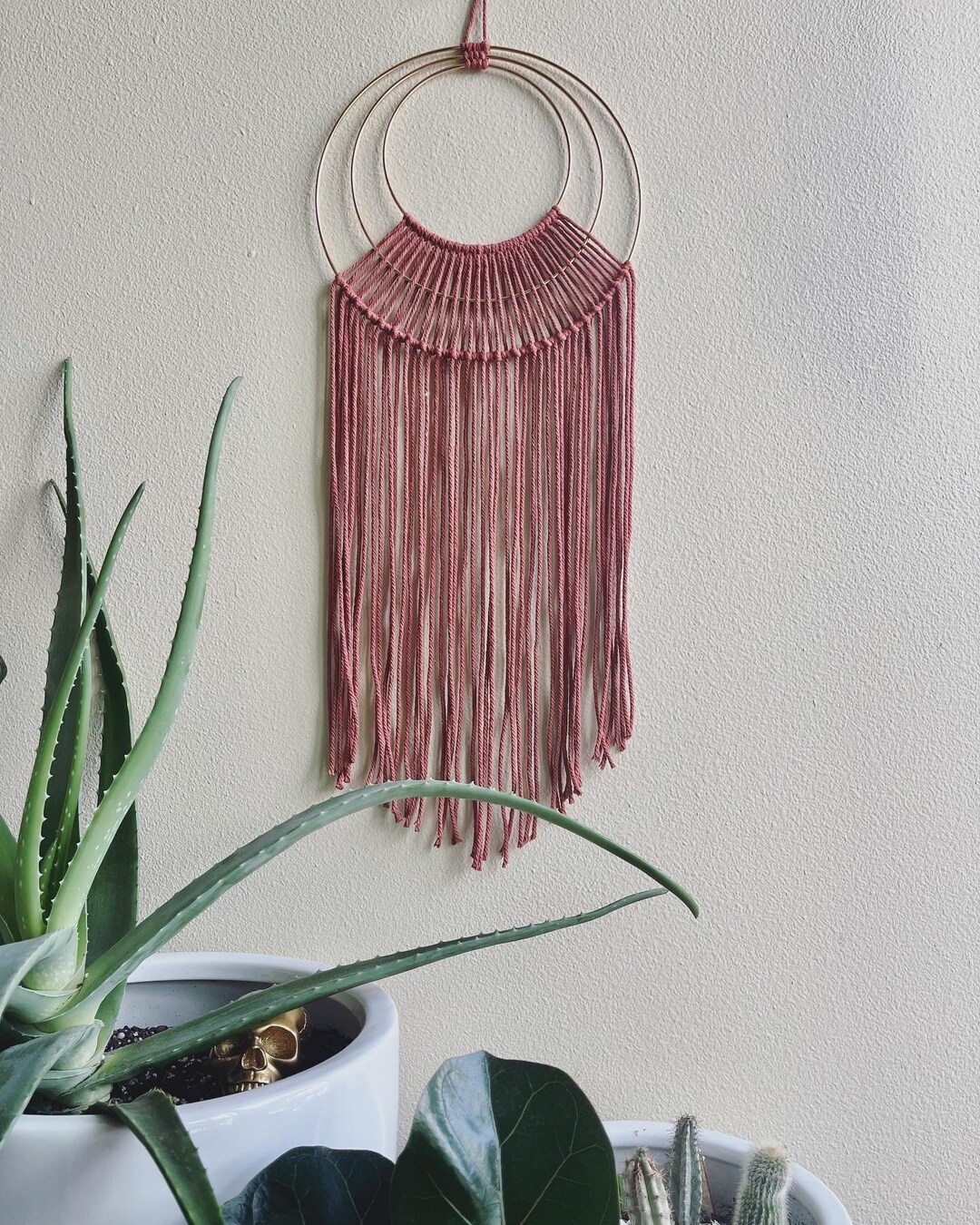 Clay Red and Gold Macrame Wall Hang Boho Wall Art Desert Chic Wall ...