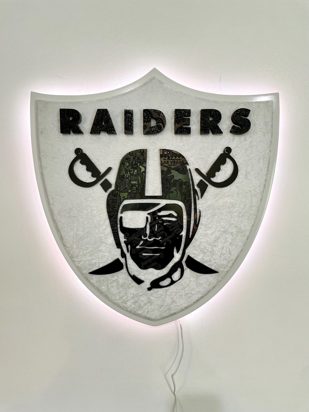 Las Vegas Raiders White Velvet LED Sign - Etsy