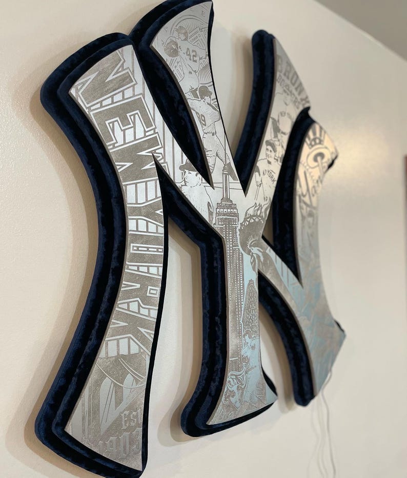 New York Yankees Blue Velvet LED Sign - Etsy