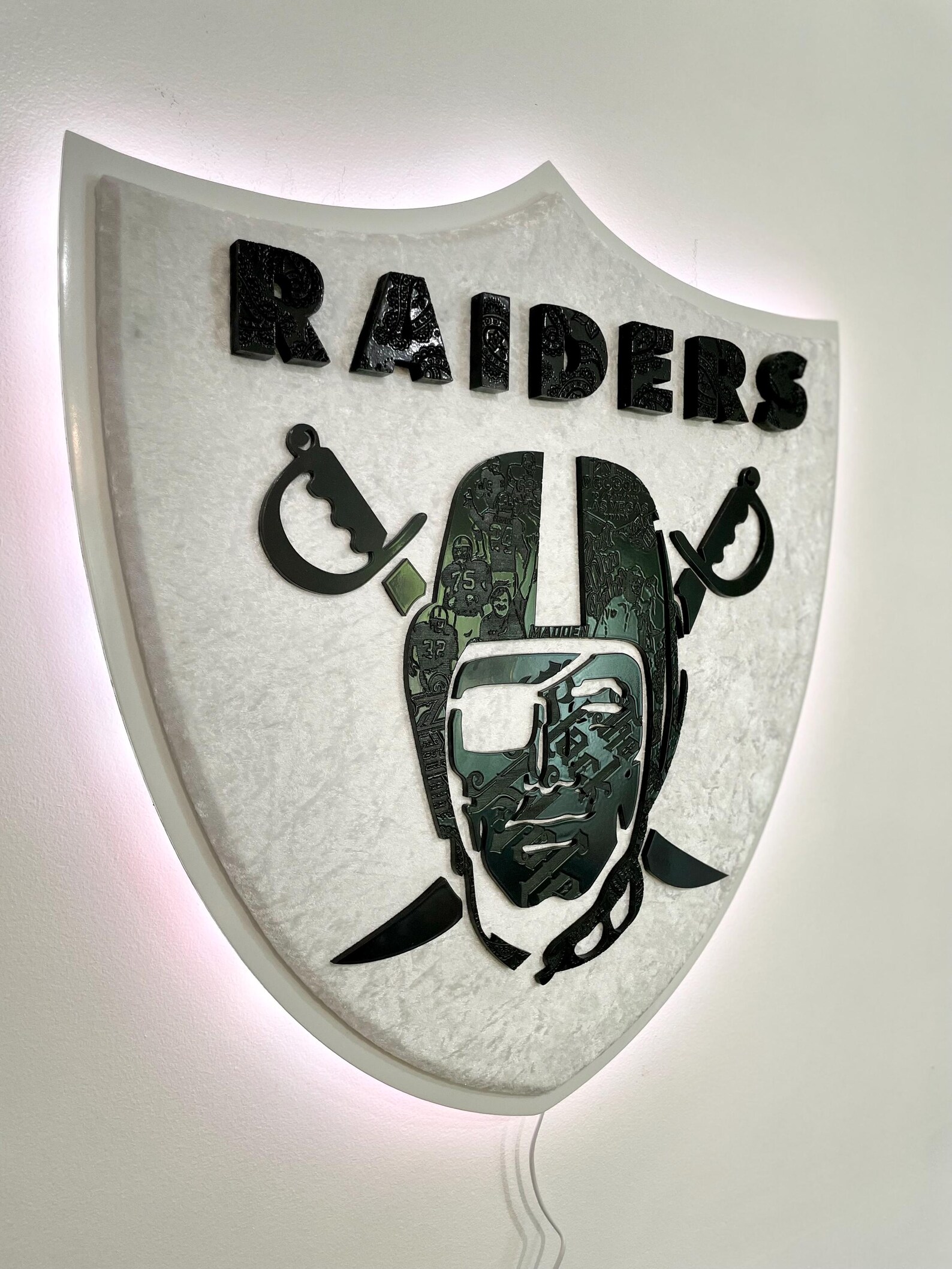 Las Vegas Raiders White Velvet LED Sign - Etsy