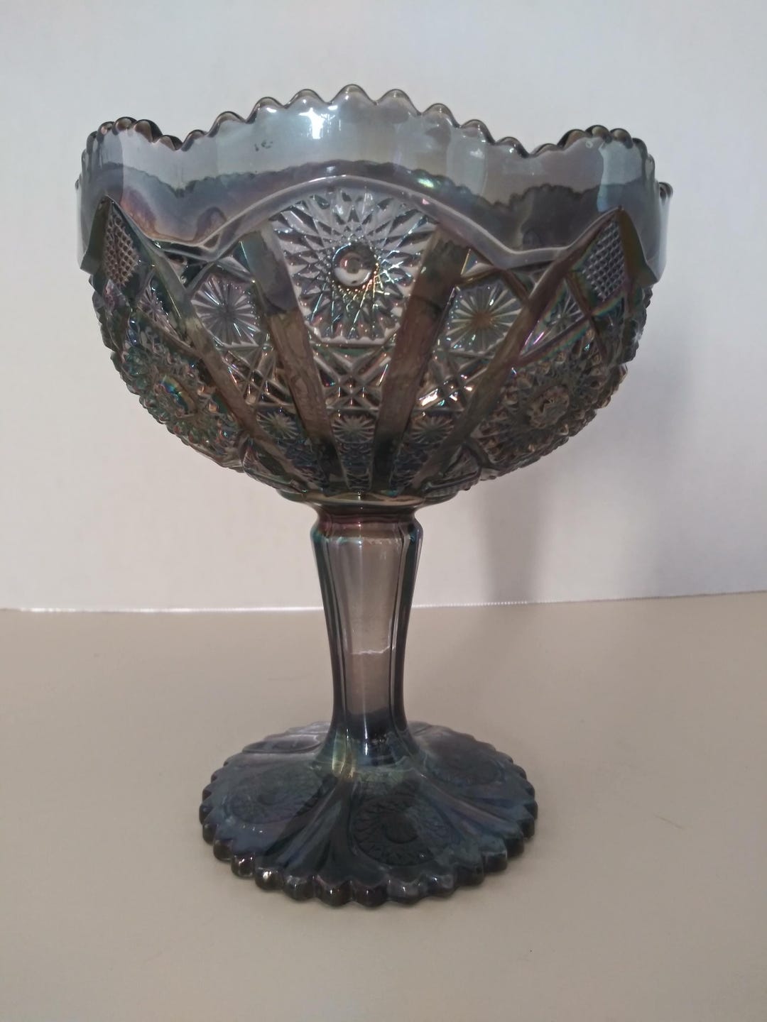 Vintage Imperial Carnival Glass Pedestal Bowl or Compote. Excellent ...