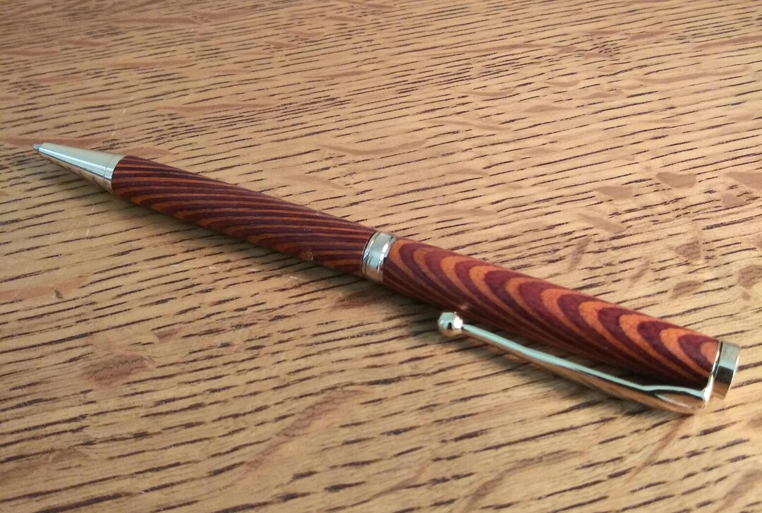 Handmade Wooden Pen Made From Red Tiger Wood With Chrome Accents. Pens ...