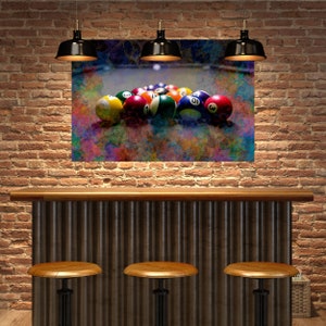 Billiards Pool Wall Art Painting - Printed on Aluminum Metal Providing ...