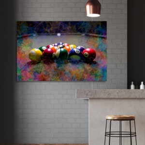 Billiards Pool Wall Art Painting - Printed on Aluminum Metal Providing ...
