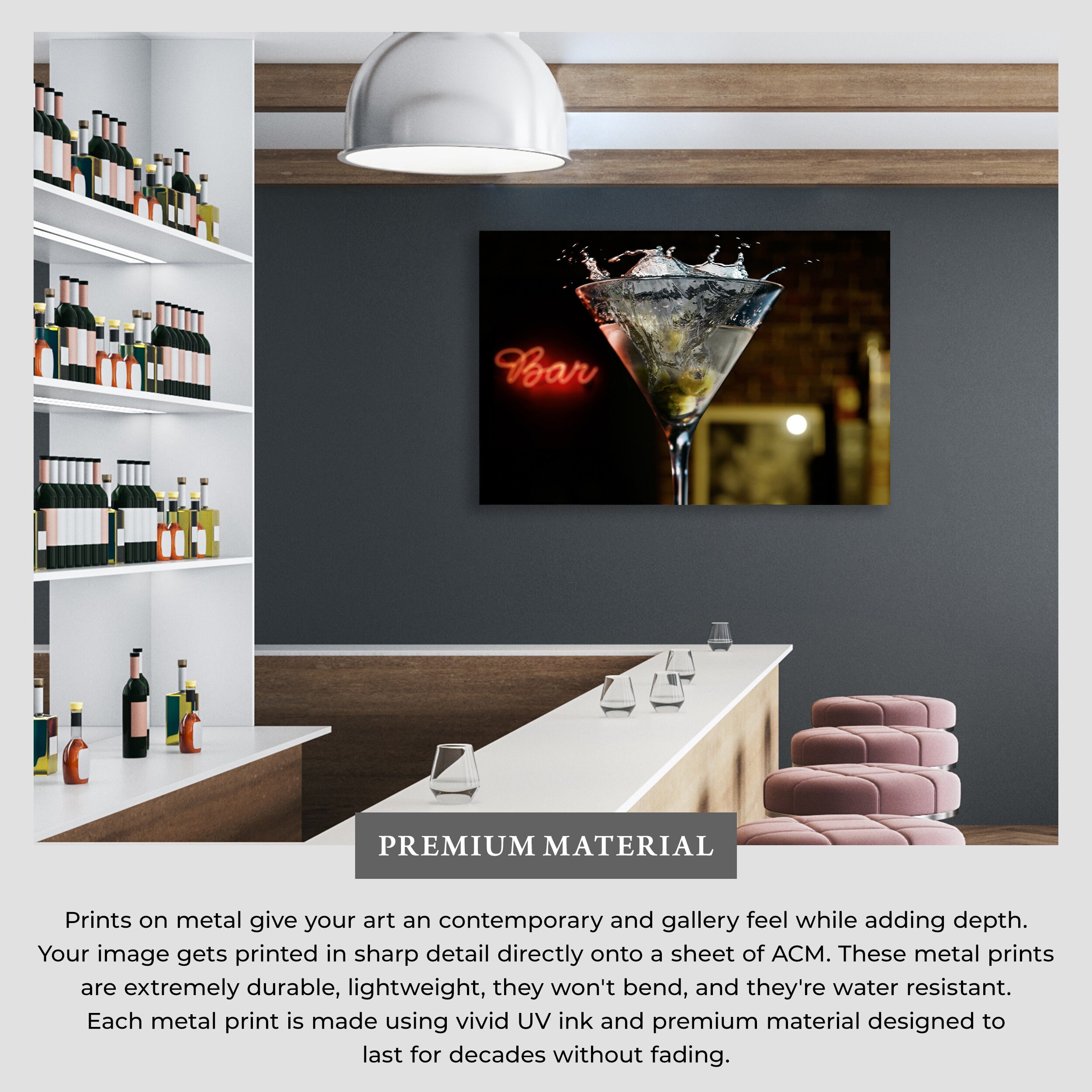 Martini Wall Art Bar Wall Decor for Dining Room Kitchen Home Bar on ...