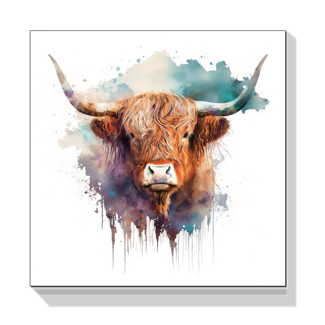 Abstract Highland Cow Wall Art Painting Animal Wall Decor for Farmhouse ...