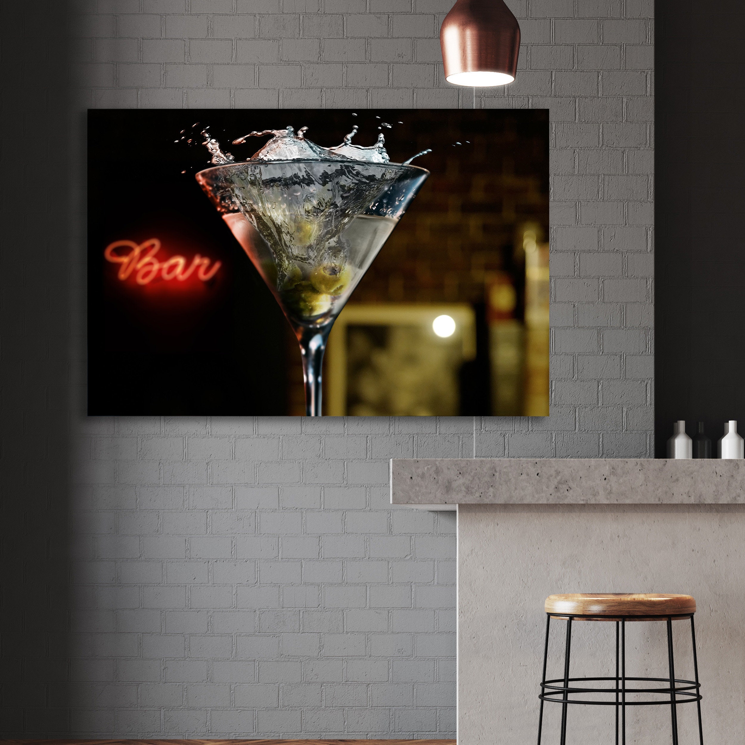 Martini Wall Art Bar Wall Decor for Dining Room Kitchen Home Bar on ...