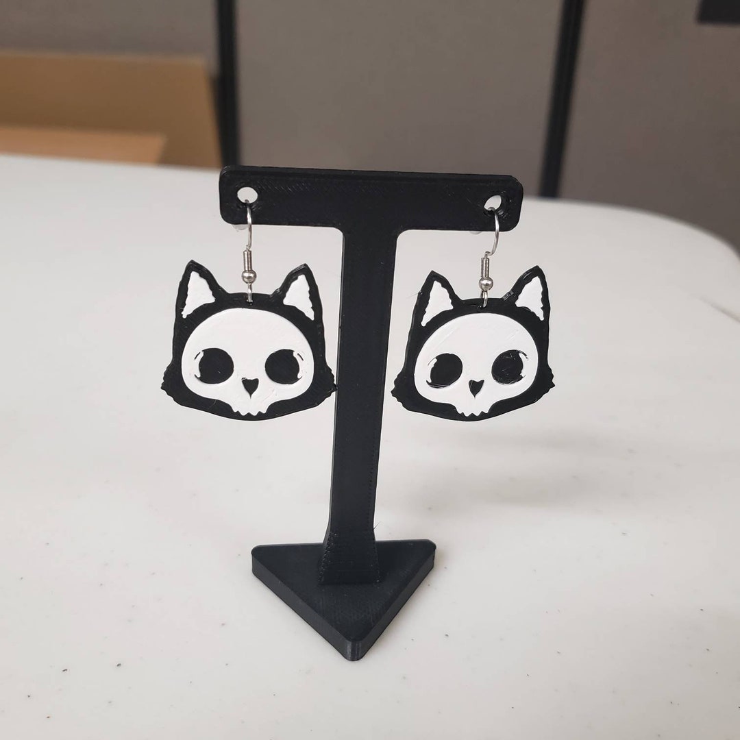 Skull Cat Earrings - Etsy