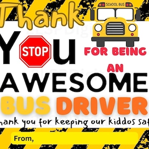 Bus Driver Appreciation, Thank You Pdf, Printable Image for Cards or ...