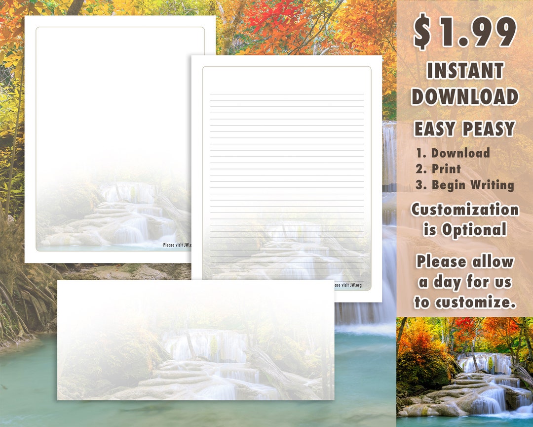 Autumn Waterfall - JW Instant Download Stationery - Etsy