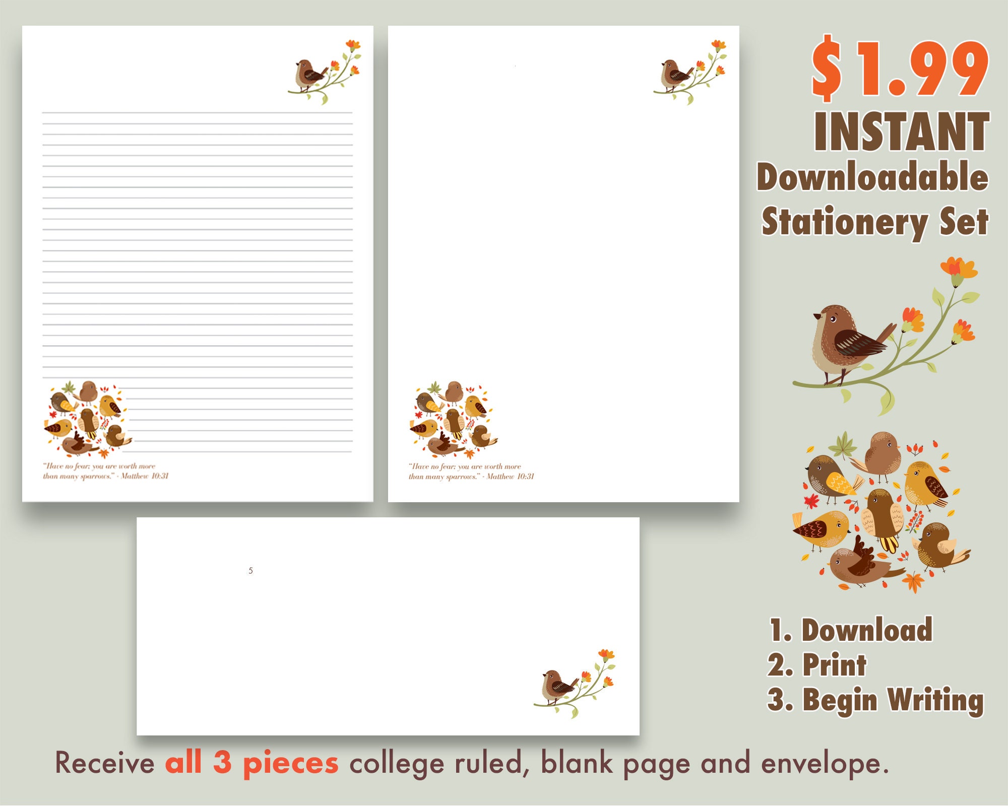 Personalized JW Letter Writing Stationery and Envelope "you Are Worth ...