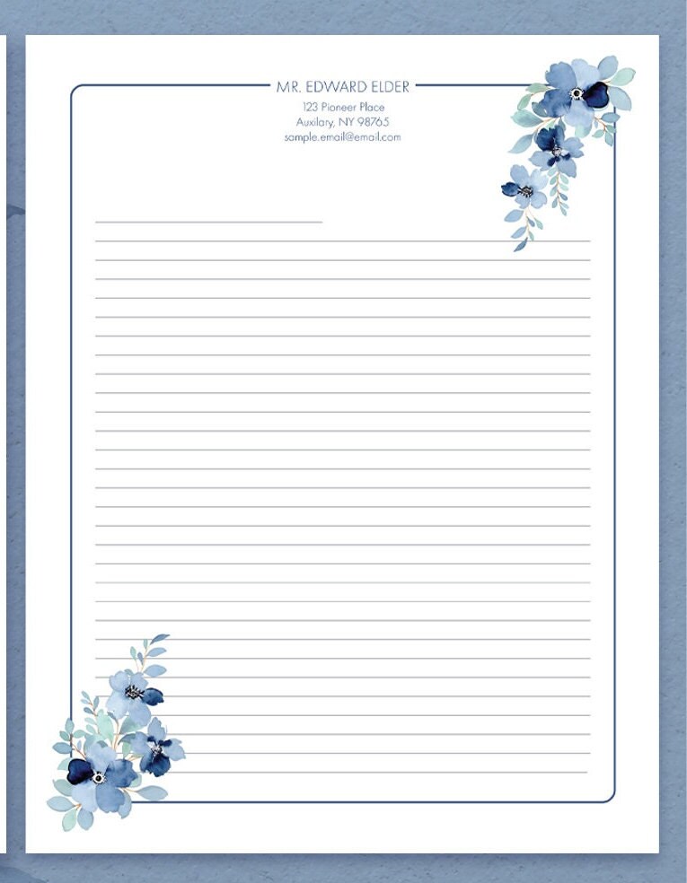 INSTANT Download JW Blue Spring Flowers Letter Writing Stationery Set ...