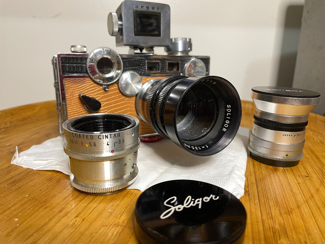CUSTOM ARGUS C3 W/3 Lens Kit Soligor/cintar Prime Lenses ,vari-finder ...