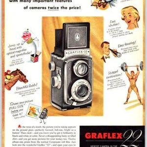 GRAFLEX 22 Model 200 Twin Lens Reflex Camera W/ Graflex Optar 85mm F3.5 ...