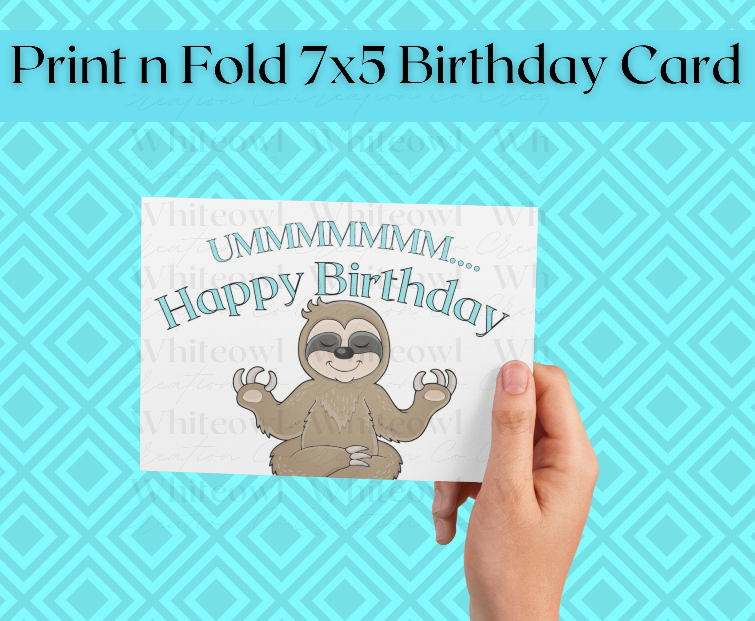 Printable Card, Sloth Birthday Card, Digital Download, 7x5 Print and ...