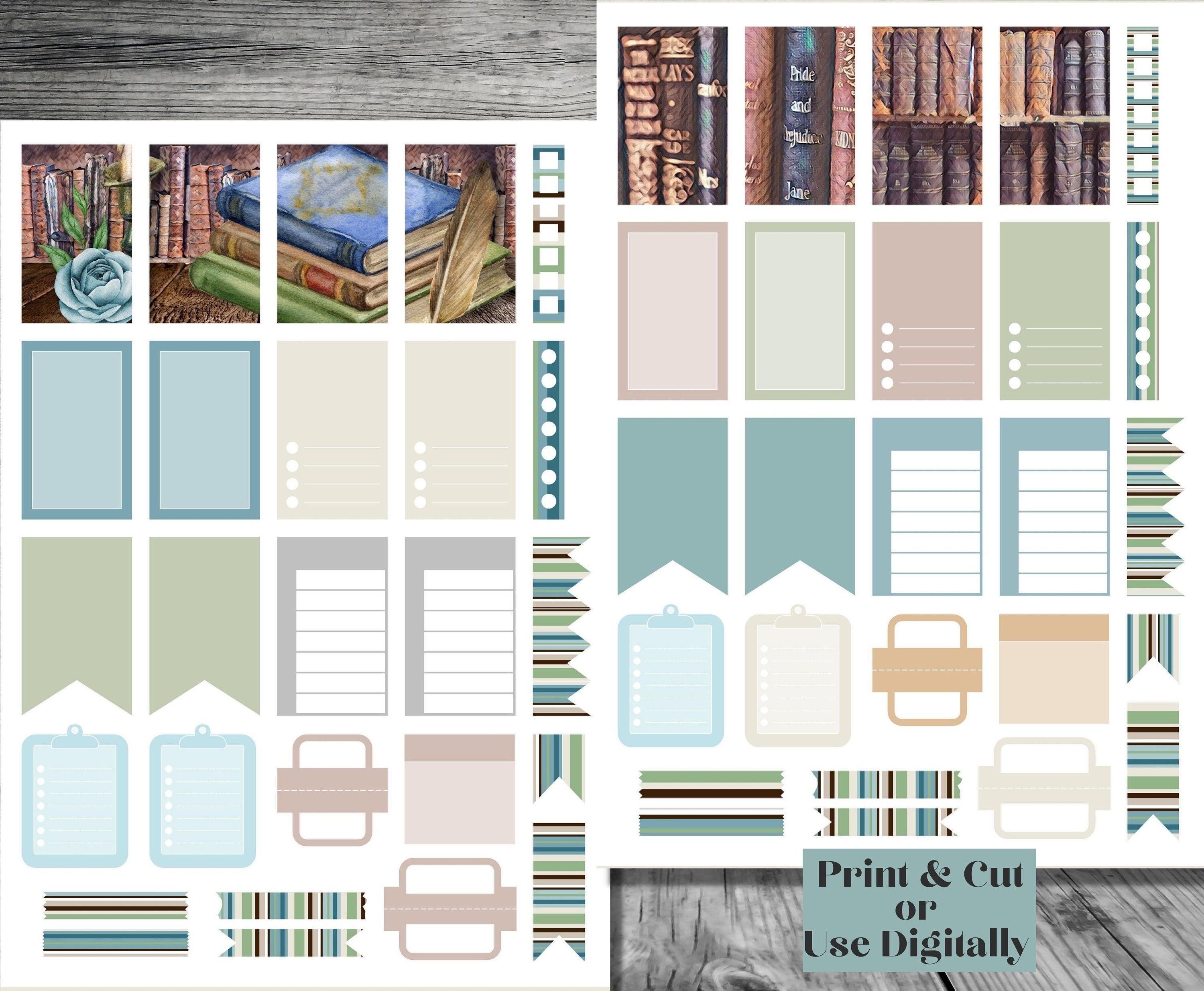 Printable Planner Stickers vintage Library Digital Download Digital ...