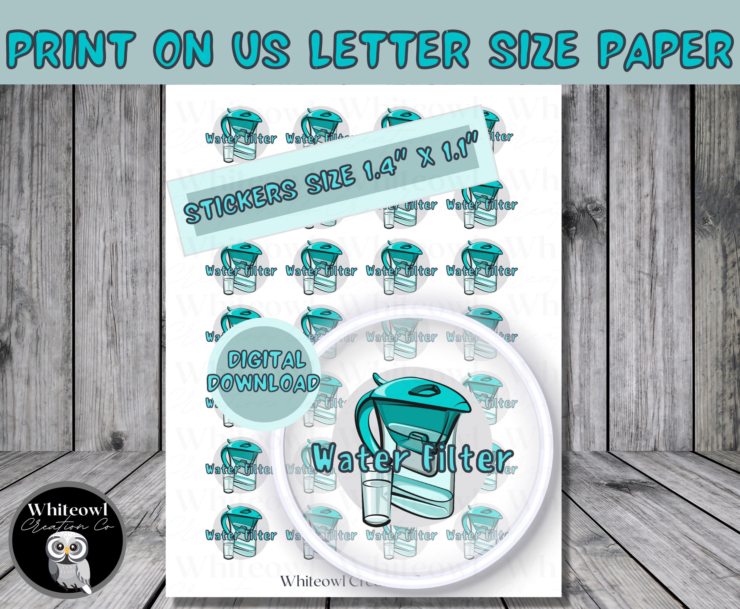 Printable Cleaning Stickers water Filter Digital Download Instant ...