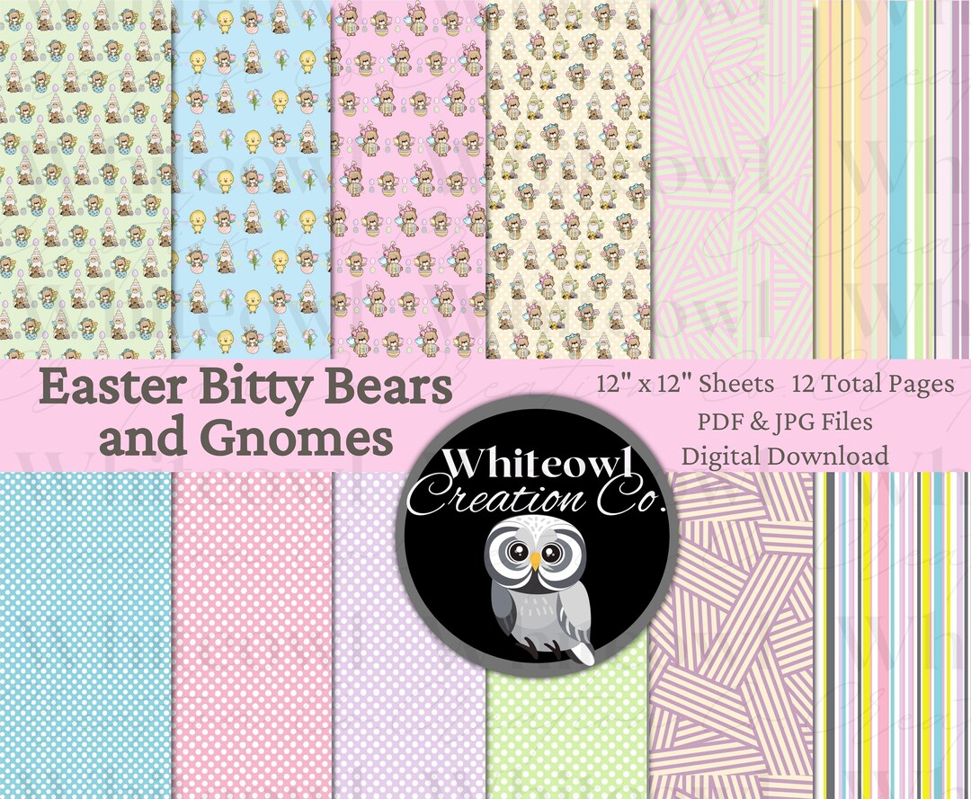 Printable Scrapbook Paper easter Bitty Bears Instant Download Scrapbook ...