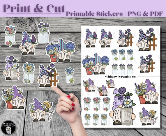 Printable Sticker Sheet wildflower Gnomes - Etsy