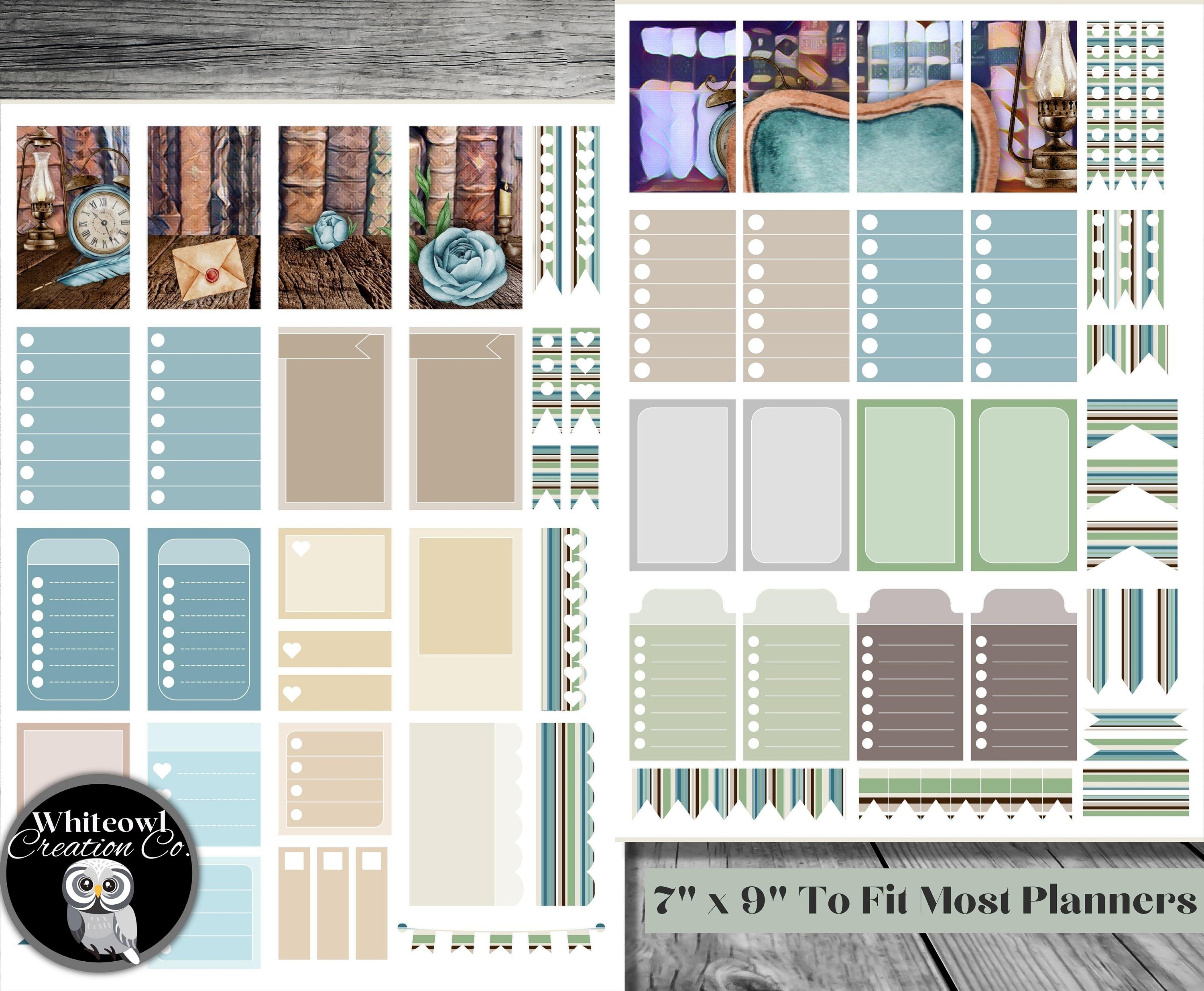 Printable Planner Stickers vintage Library Digital Download Digital ...