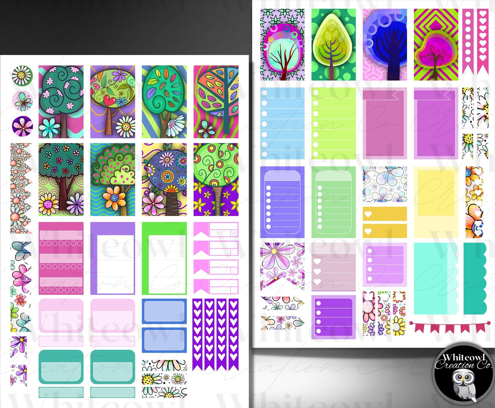 Printable Planner Sticker happy Trees Digital Planners 7 X 9 Png, Pdf ...