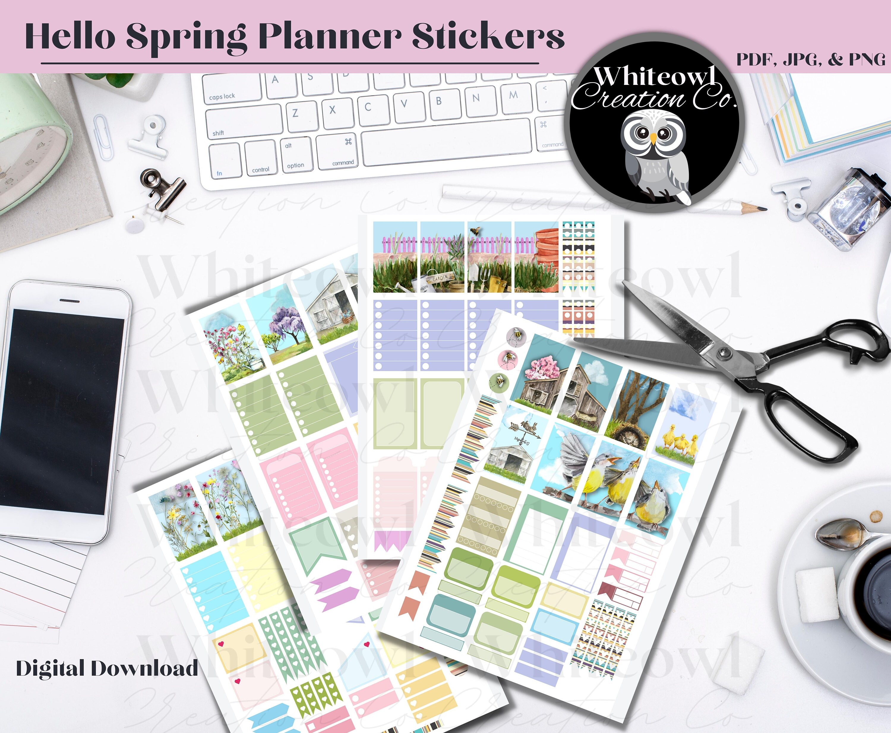 Hello Spring Printable Planner Stickers Instant Download 7x9 to Fit ...