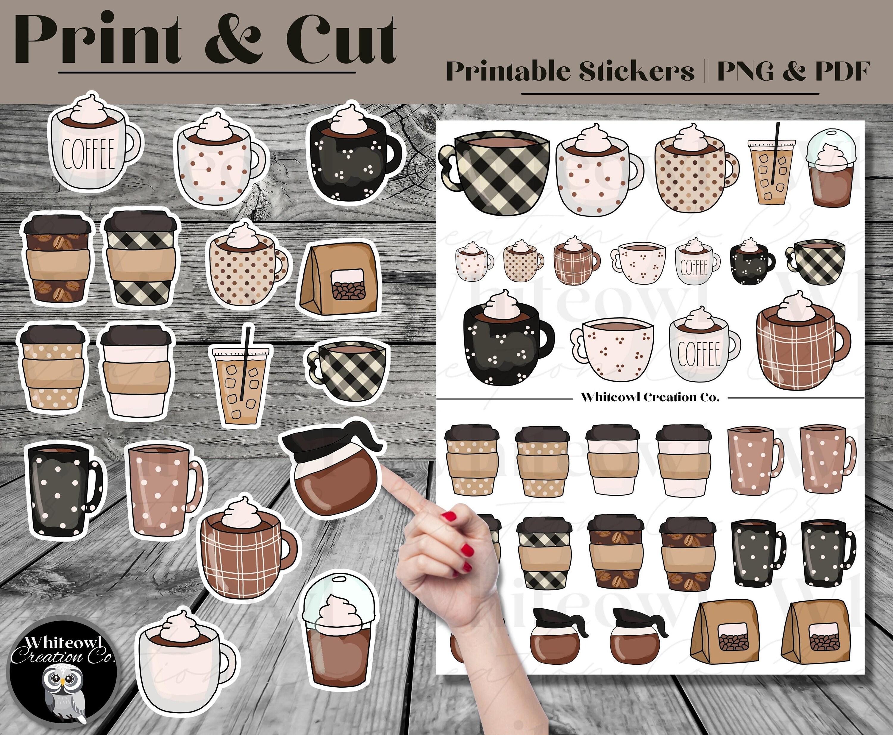 Printable Stickers coffee Lovers Sticker Sheet Instant Download - Etsy