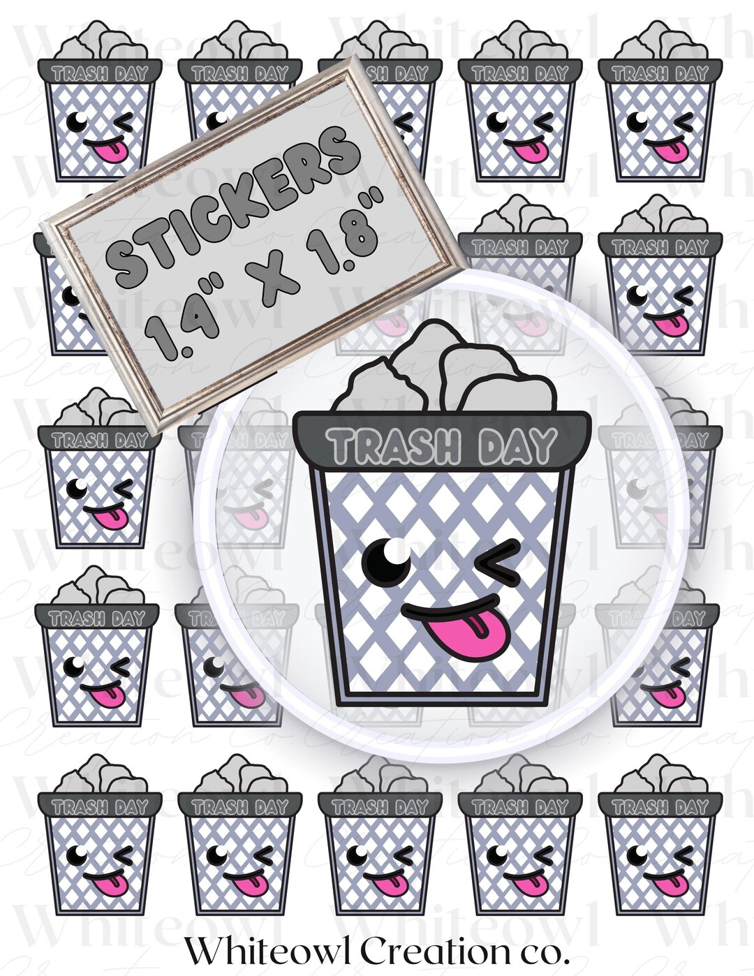 Printable Planner Stickers "trash Day" | Instant Download | PNG and PDF ...