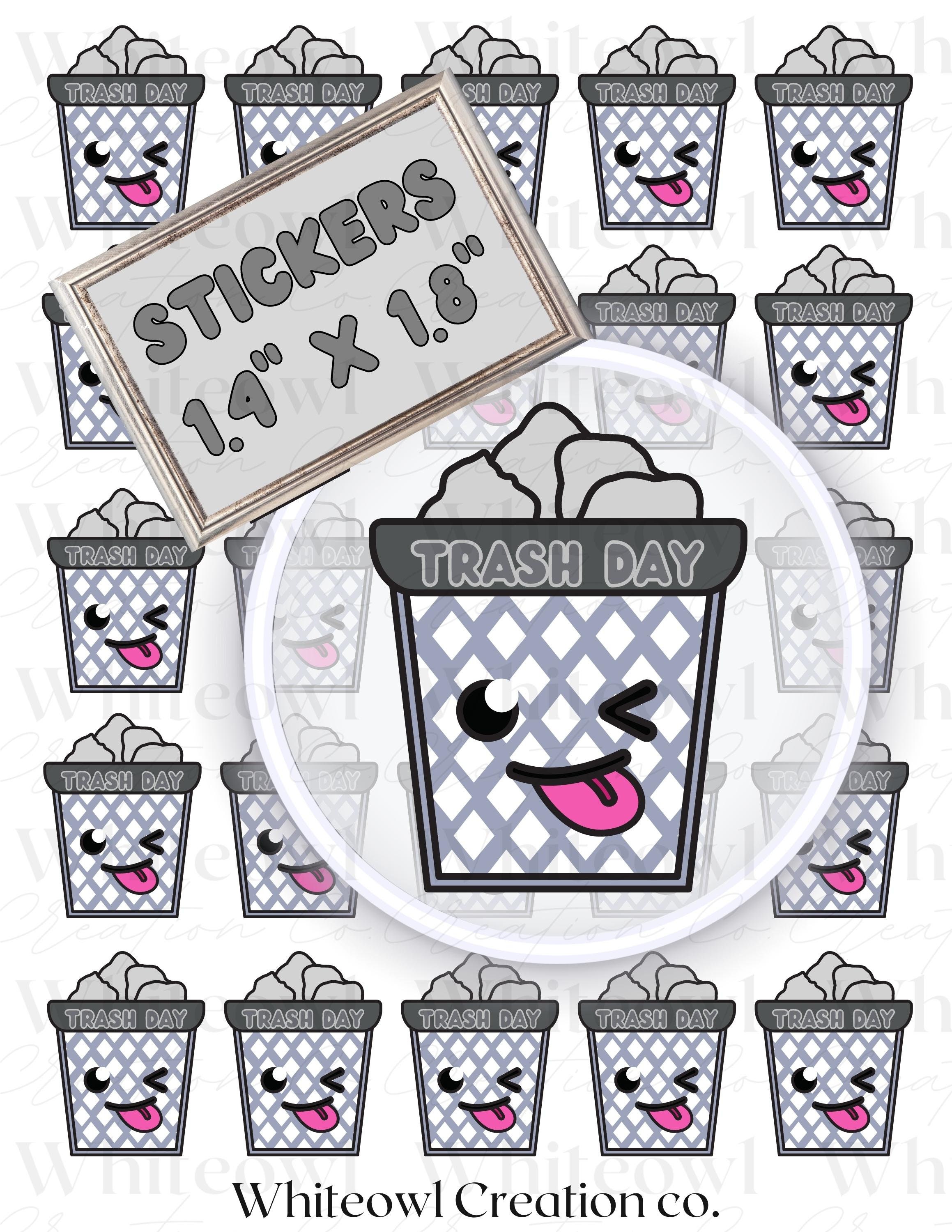 Printable Planner Stickers "trash Day" | Instant Download | PNG and PDF ...