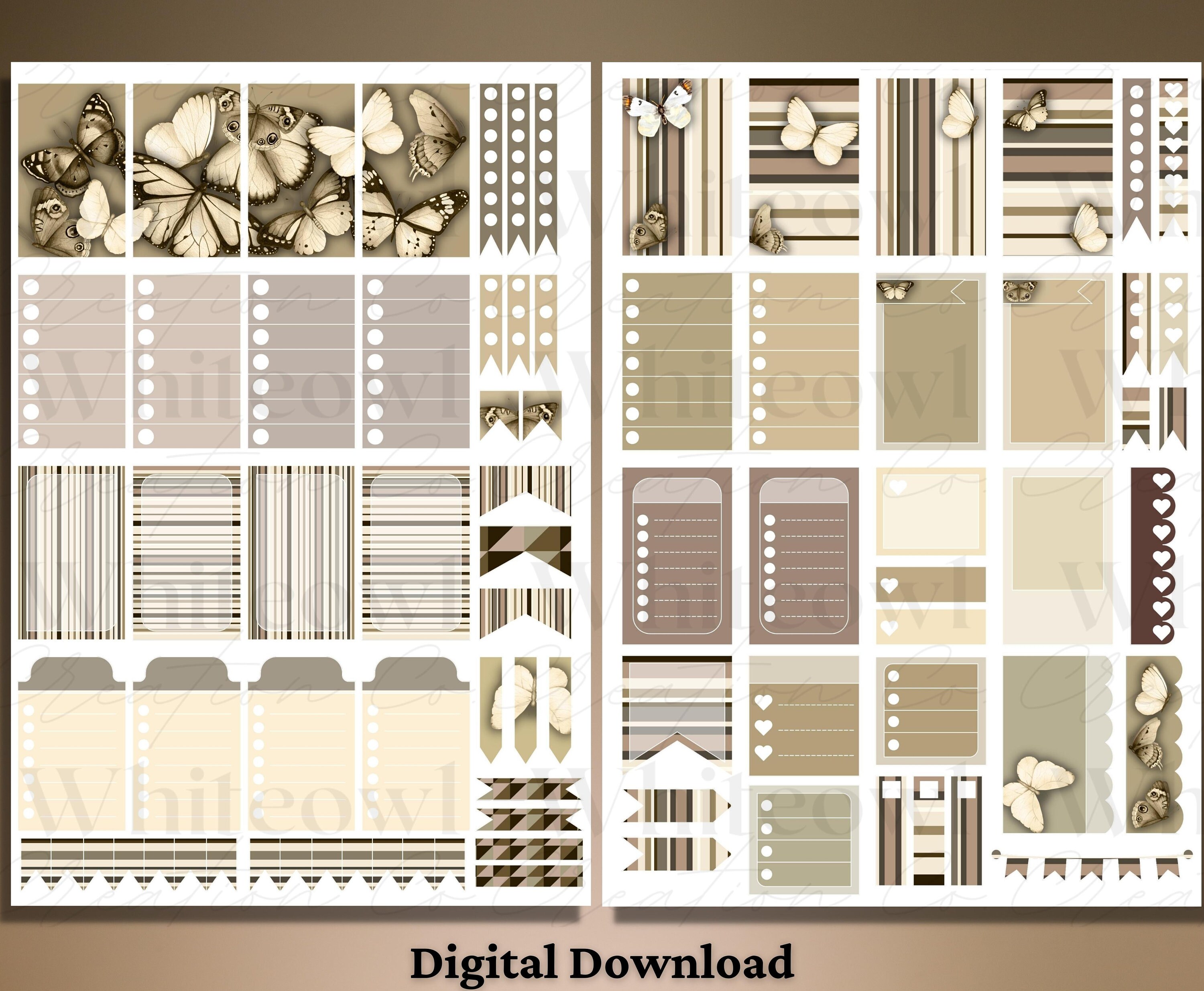 Printable Planner Stickers "bo Ho Butterflies" | Instant Download | Png ...