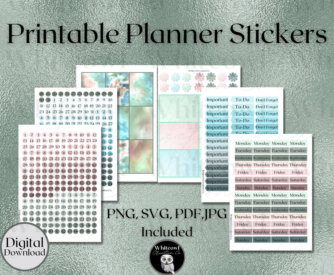 Planner Stickers | Printable Stickers | Sticker Kit | Vertical Planner ...