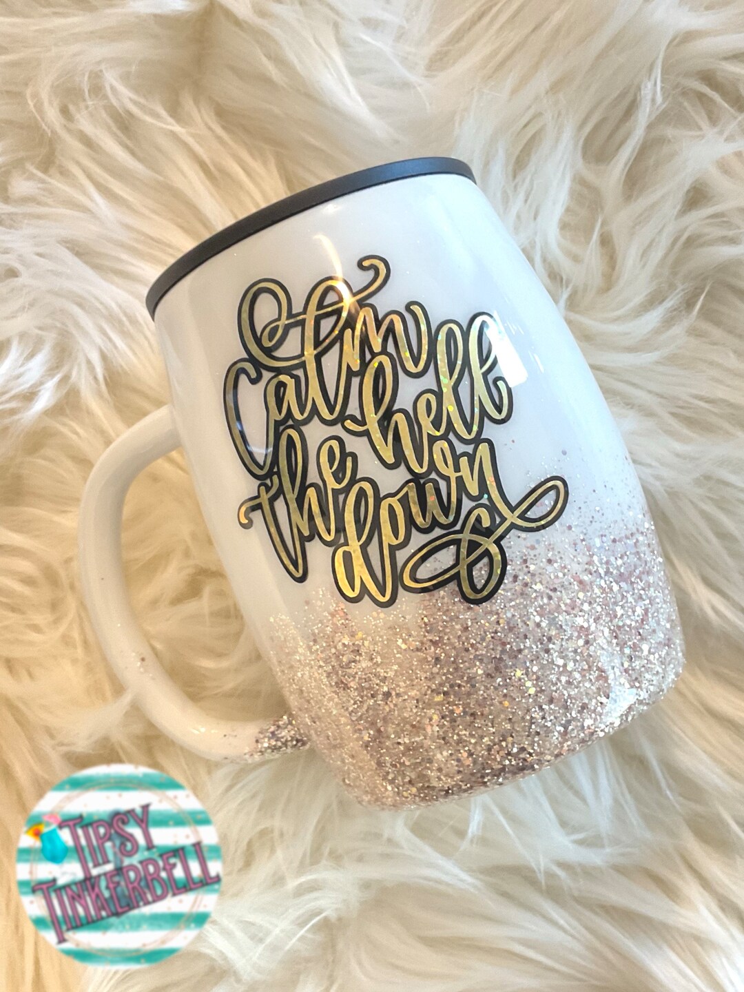 Epoxy Glitter Calm the Hell Down 14 Oz Coffee Mug Tumbler for Co-worker ...