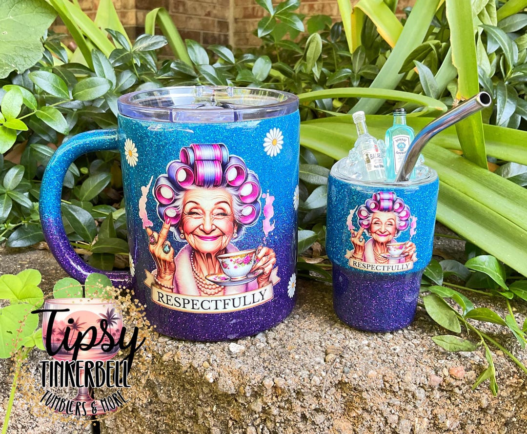 Glitter Epoxy Coffee Mug or Mini Shot Glass, Sassy Old Lady Tumbler ...