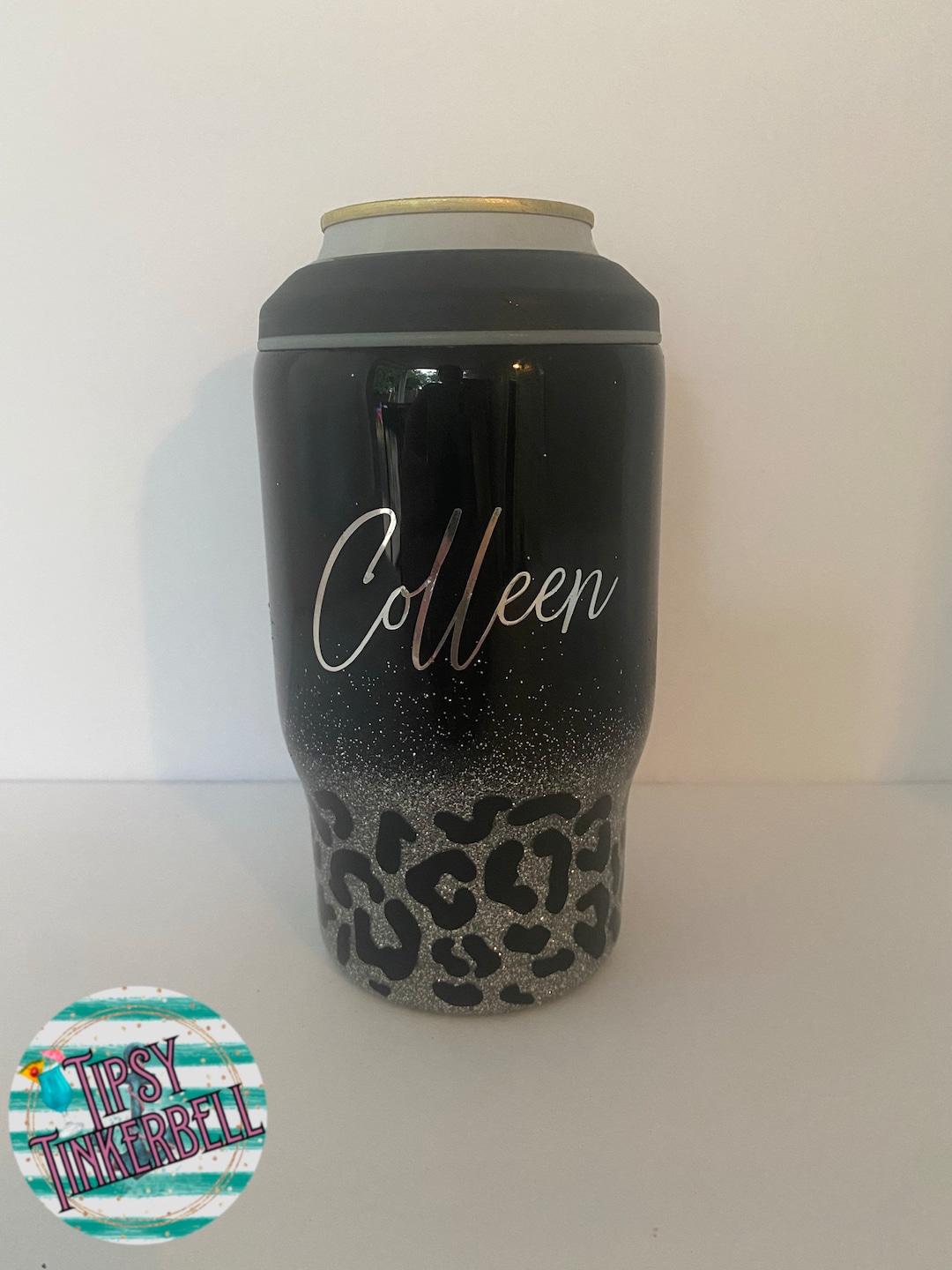 Leopard Print Personalized Epoxy Glitter 3-in-1 Can Cooler - Etsy