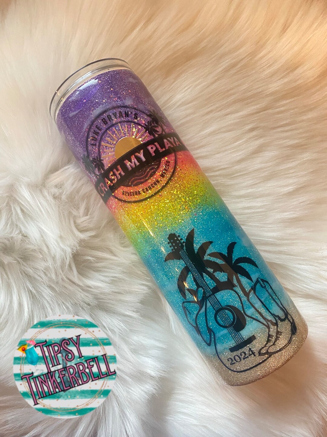 Crash My Playa Epoxy Glitter Sunset Tumbler - Etsy
