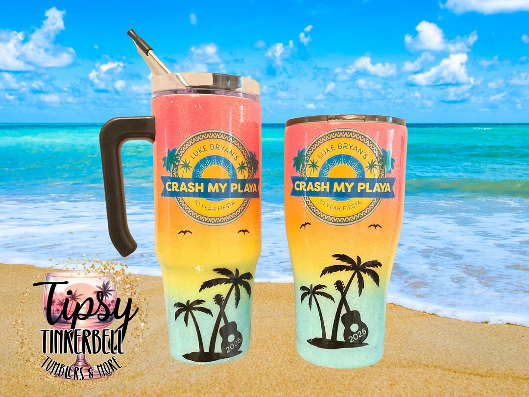 Crash My Playa Sunset Epoxy Glitter Tumbler, 2026 or 10 Year Fiesta ...