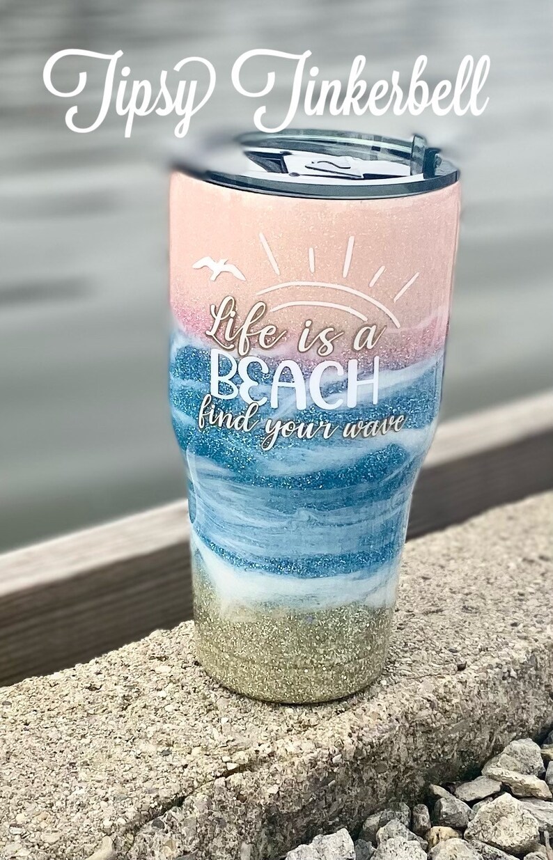 Pastel Sunset Epoxy Glitter Beach Tumbler 30 Oz - Etsy
