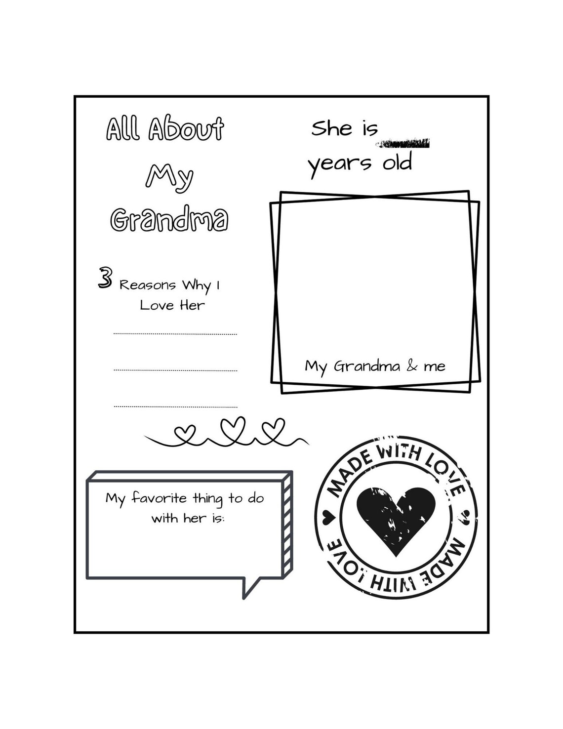 Coloring Page Grandma Grandparents Day Gift for Her Mom - Etsy