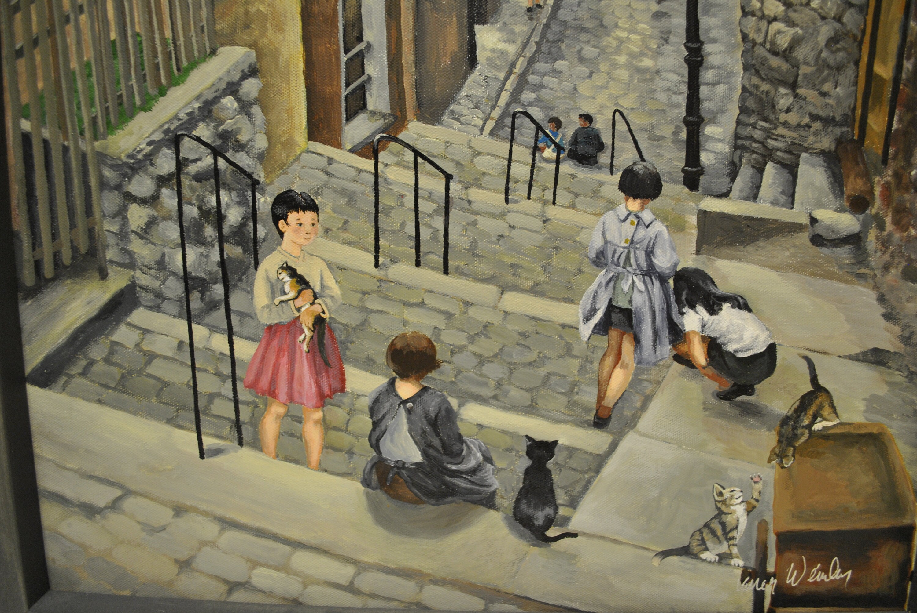 French Children and French Cats Painting Old Paris - Etsy