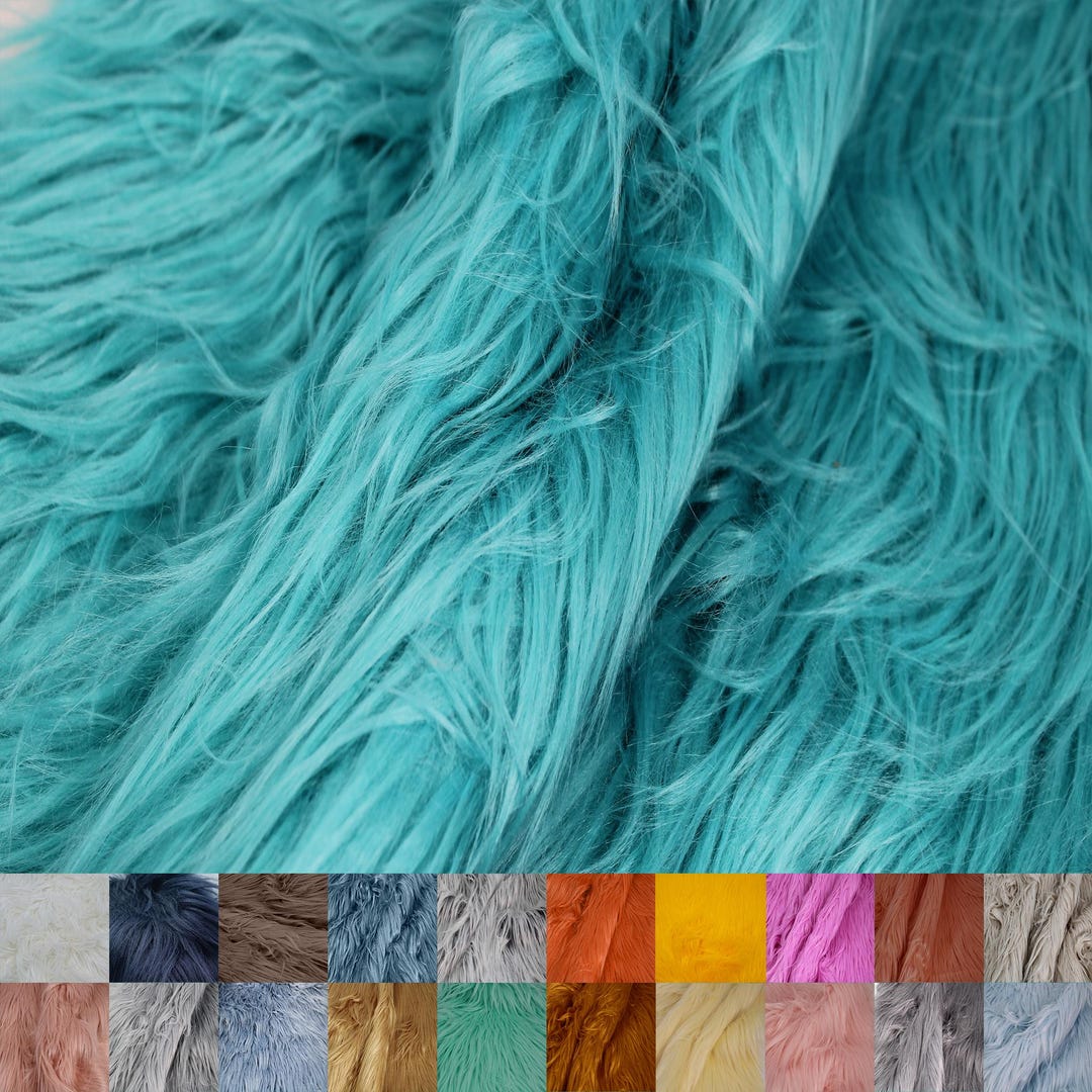 Turquoise Mongolian Faux Fur Fabric – Shaggy Mohair, 3-inch Pile - Etsy