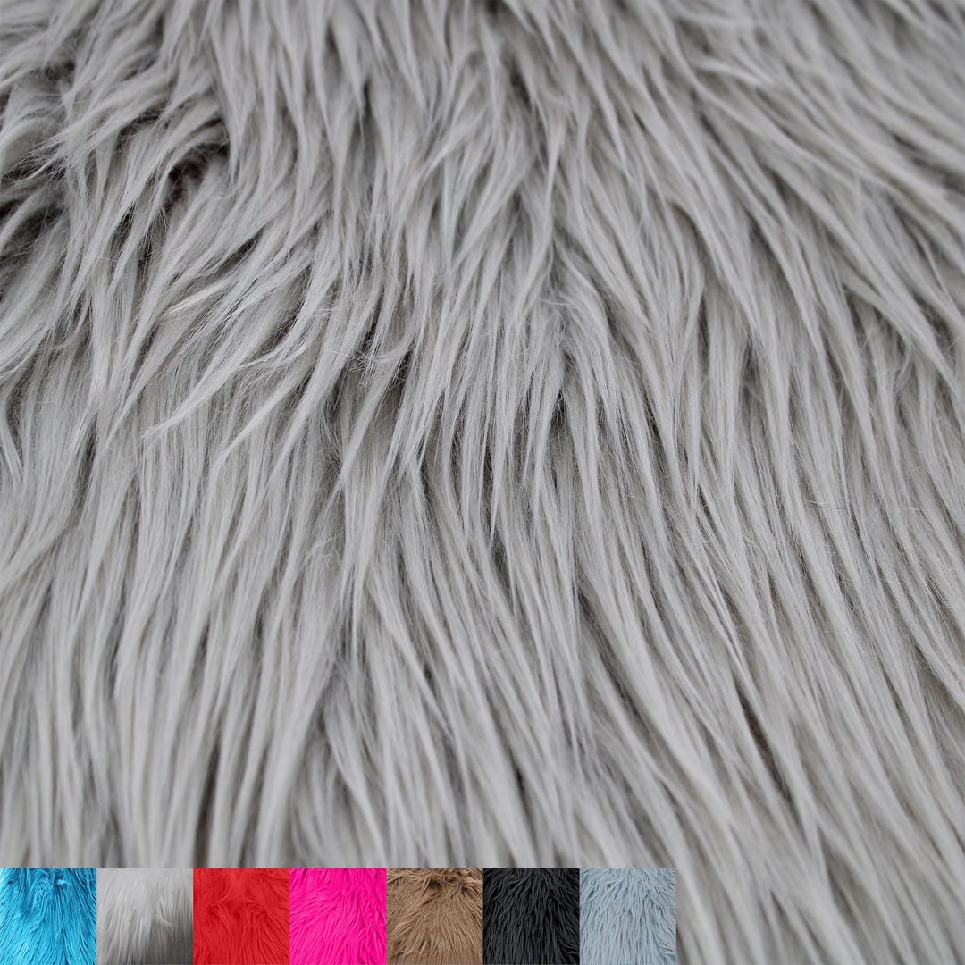 Silver Luxury Shag Faux Fur Fabric Fluffy, Soft, Shaggy Mohair Fabric ...