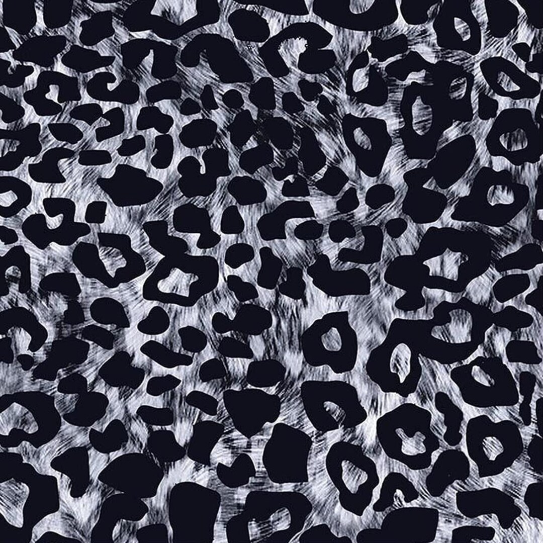 White Grey Black Snow Leopard Design Printed 100% Combed Cotton ...