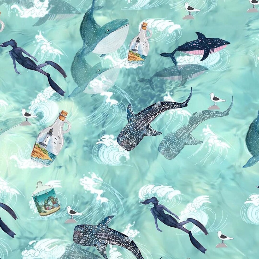 Colors Available for Under Water Design Printed 100% Combed Cotton ...