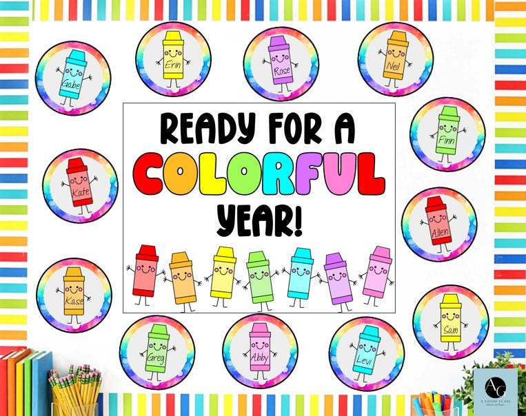 Crayon Back to School Bulletin Board- Ready for a Colorful Year- Bright ...