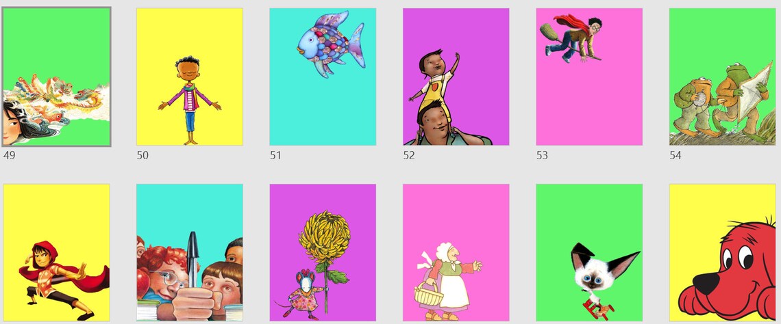 Bright and Neon Childrens Story Book Character Posters 96 - Etsy